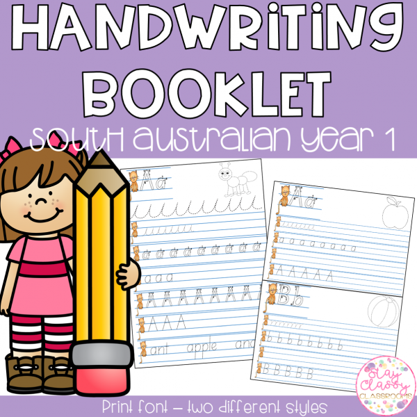 Handwriting Booklets - SOUTH AUSTRALIAN PRINT Font - Stay Classy Classrooms