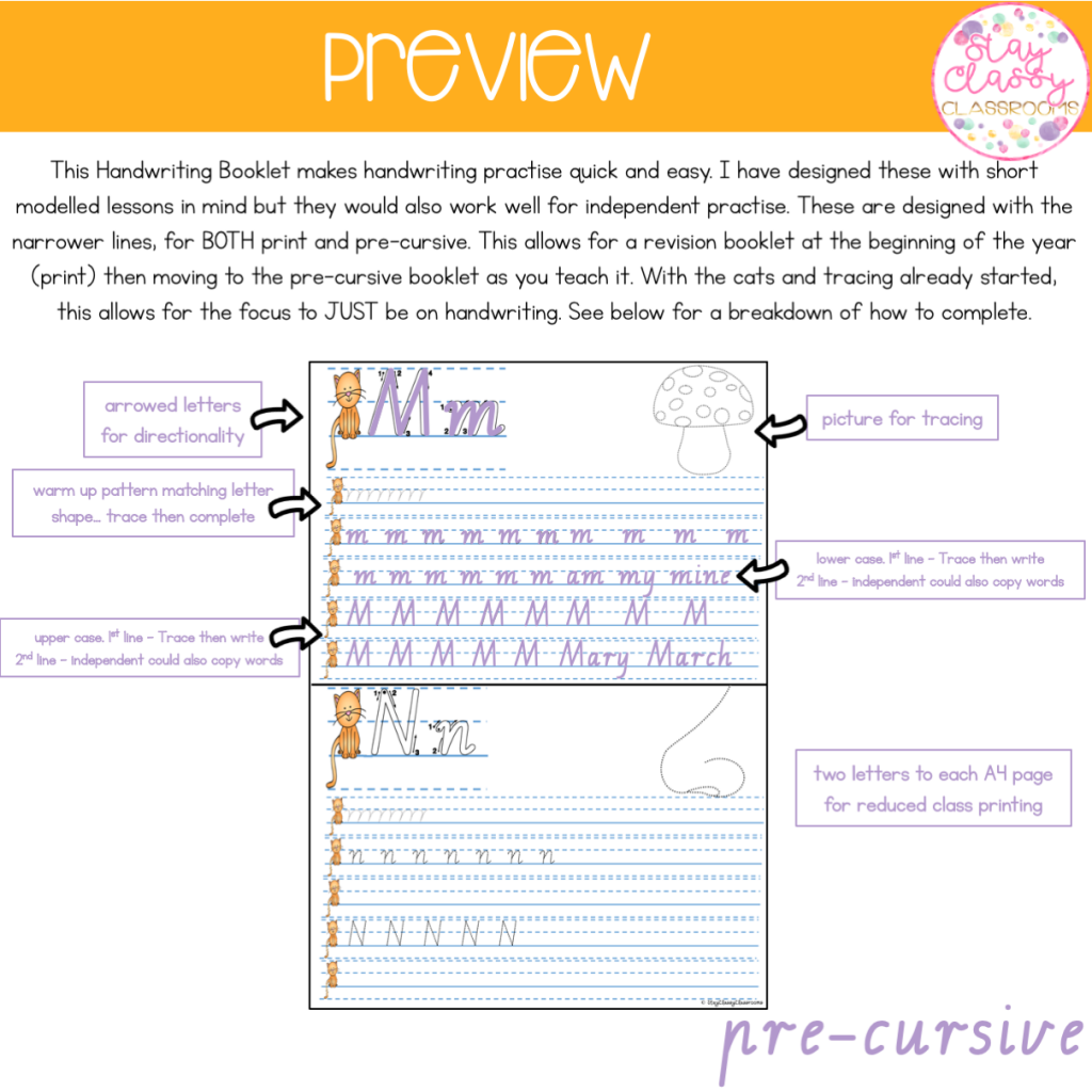 Handwriting Booklets - Year 2 VICTORIAN Fonts - Stay Classy Classrooms