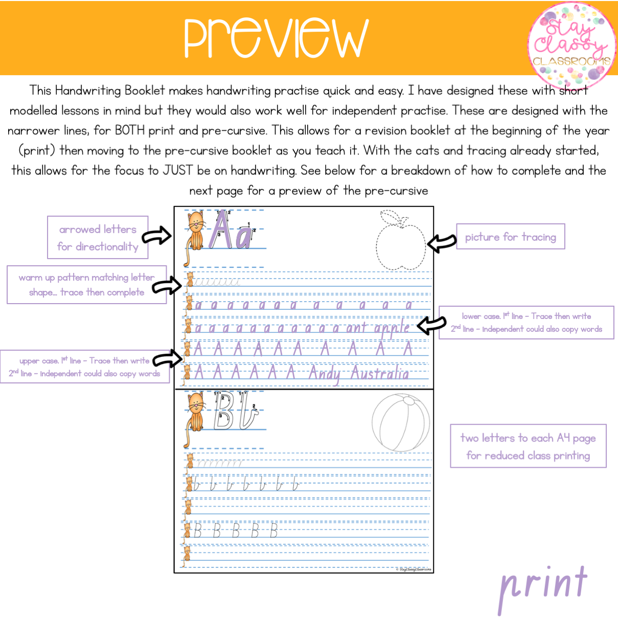 Handwriting Booklets - Year 2 VICTORIAN Fonts - Stay Classy Classrooms