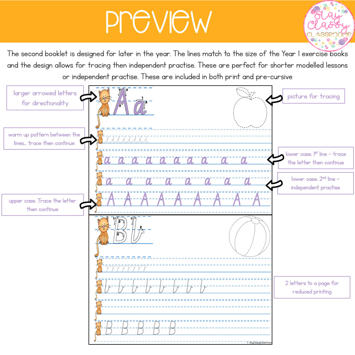 Handwriting Booklets - Year 1 VICTORIAN fonts - Stay Classy Classrooms