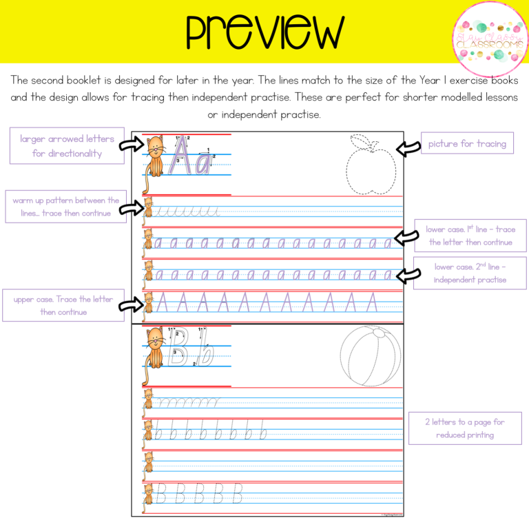 Handwriting Booklets - QLD Year 1 - Stay Classy Classrooms