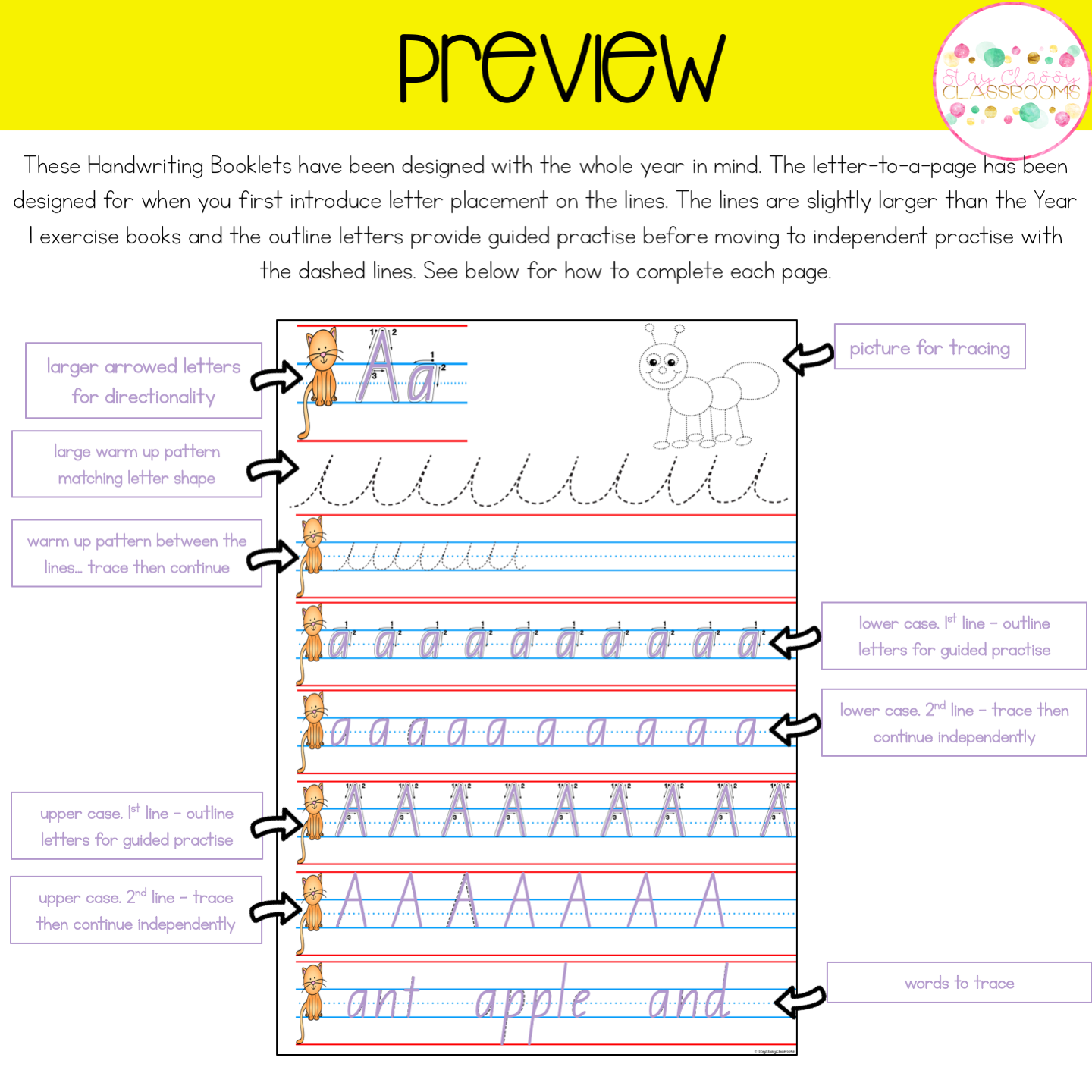 Handwriting Booklets - QLD Year 1 - Stay Classy Classrooms