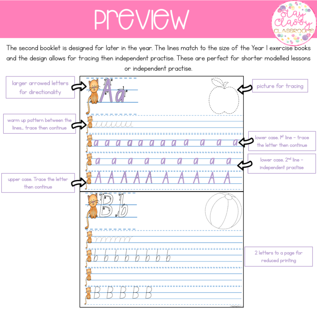 Handwriting Booklets - New South Wales PRINT Font - Stay Classy Classrooms