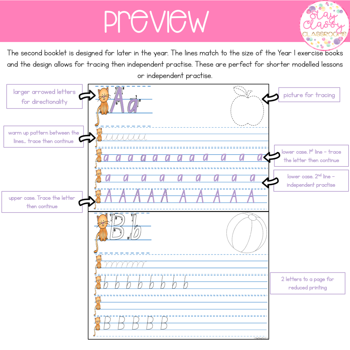 Handwriting Booklets - New South Wales PRINT Font - Stay Classy Classrooms
