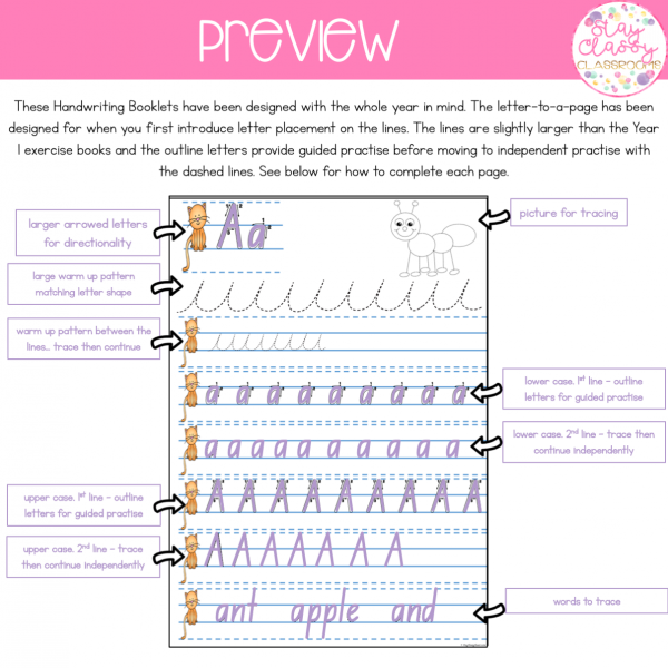 Handwriting Booklets - New South Wales PRINT Font - Stay Classy Classrooms