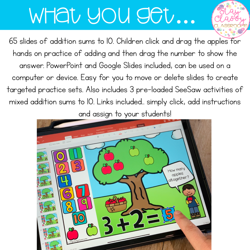 Digital Addition to 10 - Stay Classy Classrooms