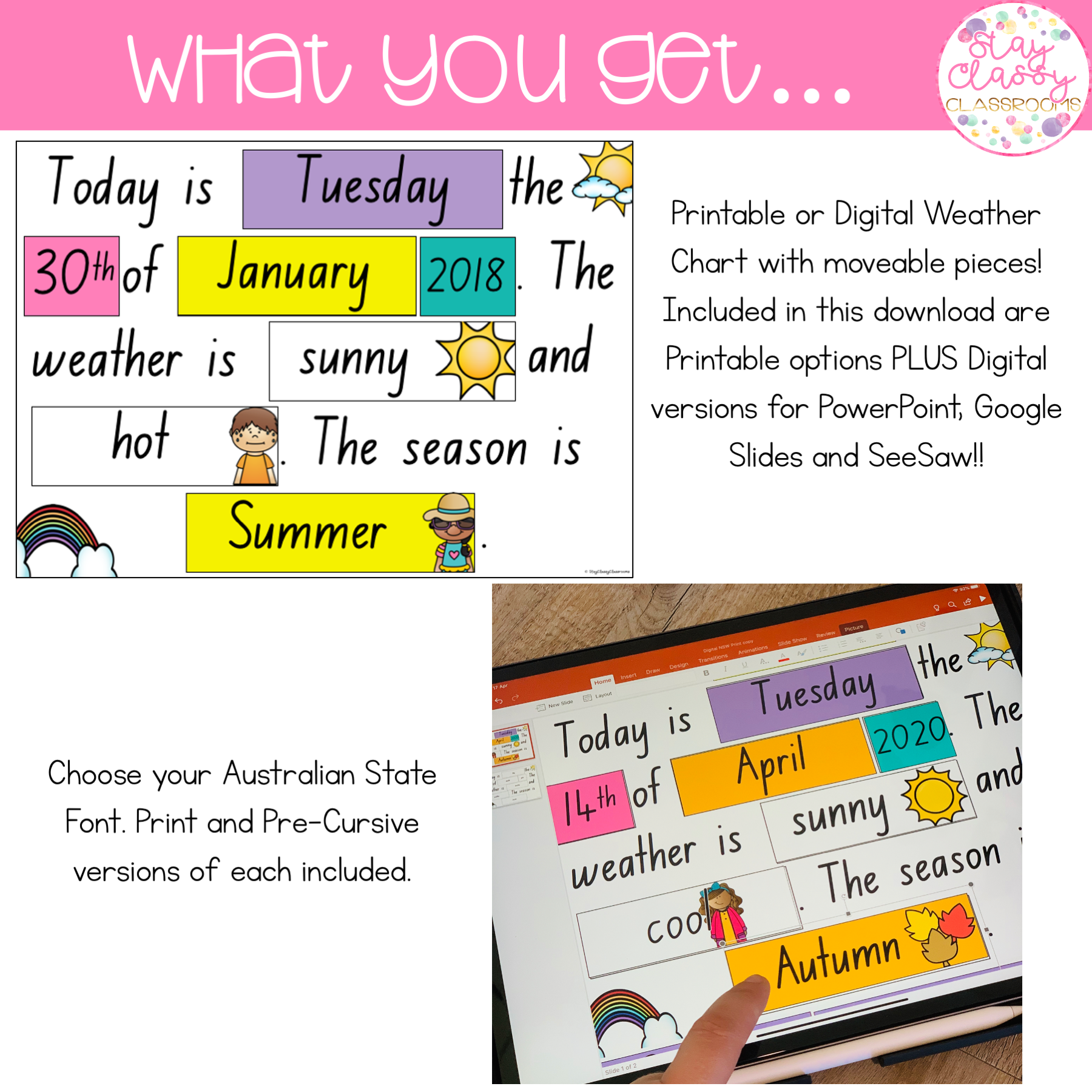 Date & Weather Chart - DIGITAL AND PRINTABLE BUNDLE - Stay Classy ...