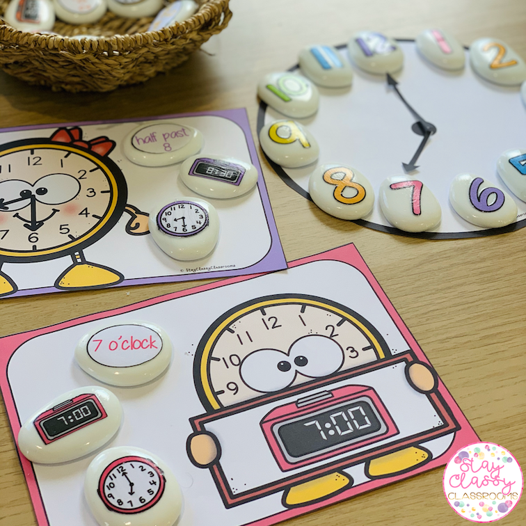 Telling Time Stones - o'clock and half-past - Stay Classy Classrooms