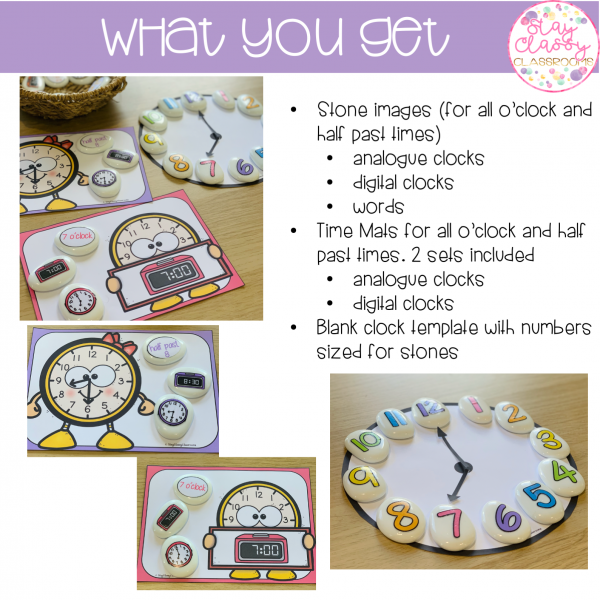 Telling Time Stones - o'clock and half-past - Stay Classy Classrooms
