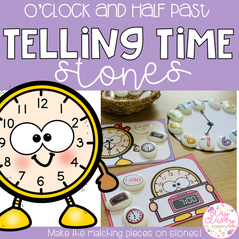Telling Time Stones - o'clock and half-past - Stay Classy Classrooms
