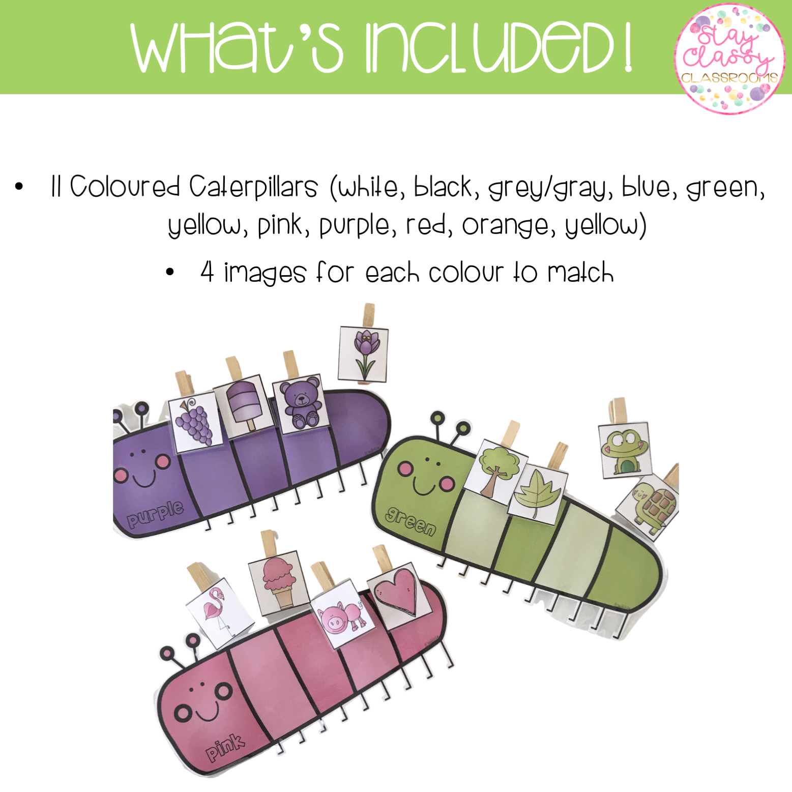 Colour Sorting Caterpillars - Stay Classy Classrooms