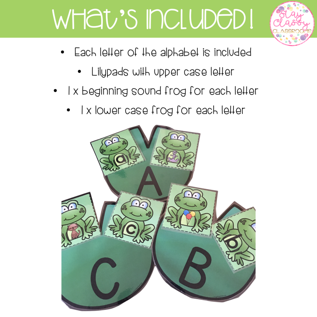Alphabet & Beginning Sounds Match - Frogs and Lily Pads - Stay Classy ...