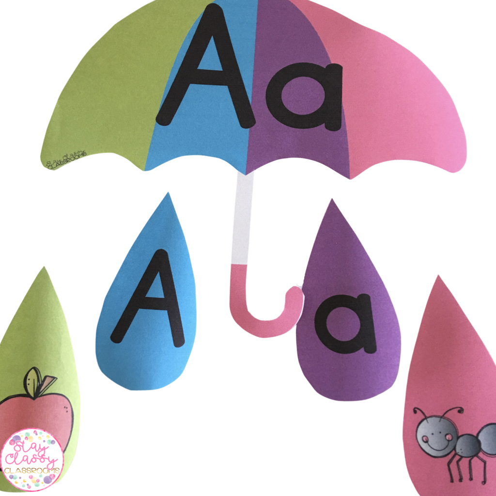 Alphabet & Beginning Sounds Match - Umbrella and Raindrops - Stay ...