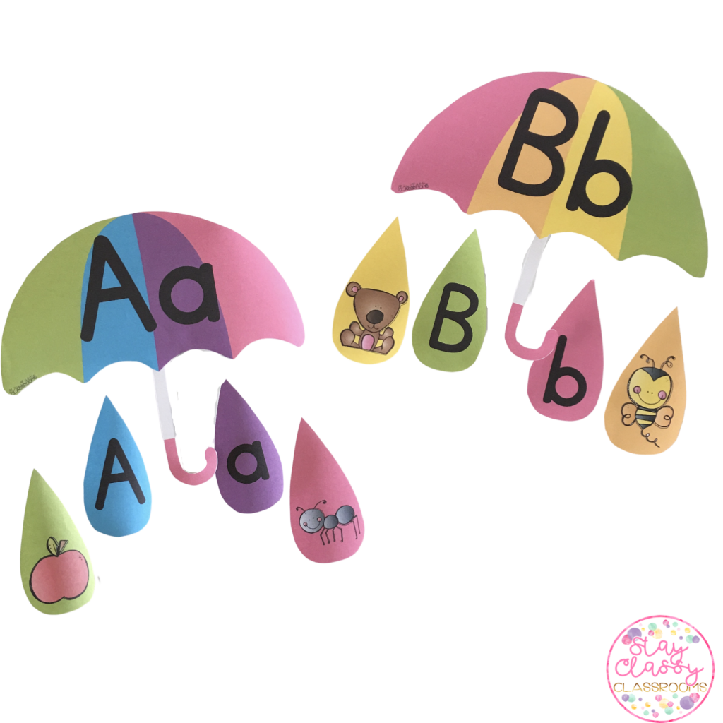 Alphabet & Beginning Sounds Match - Umbrella and Raindrops - Stay ...