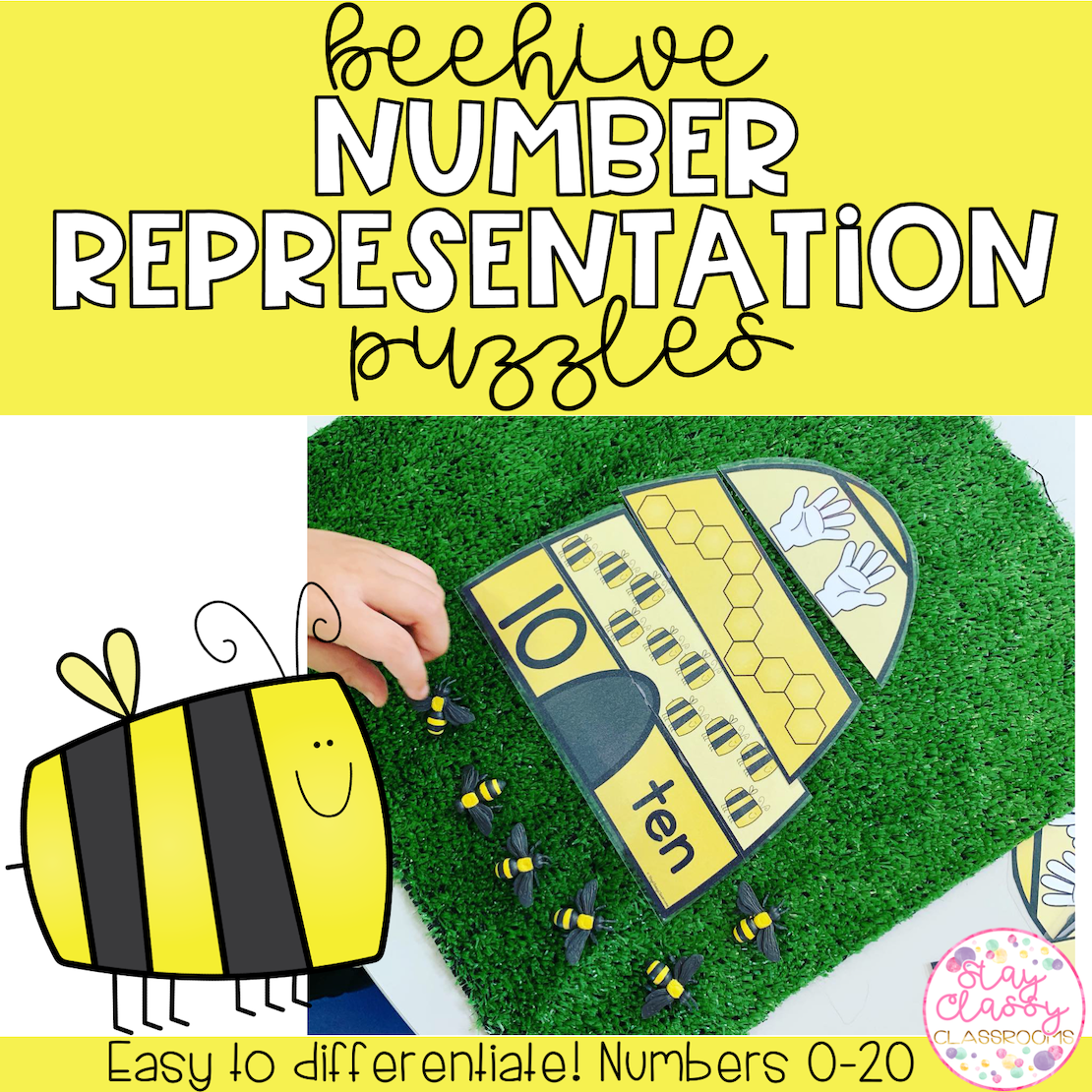 Number Representation Beehives - Numbers 0-20 - Stay Classy Classrooms