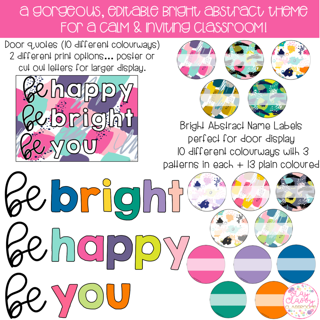 Bright Abstract Classroom Theme Pack - Stay Classy Classrooms