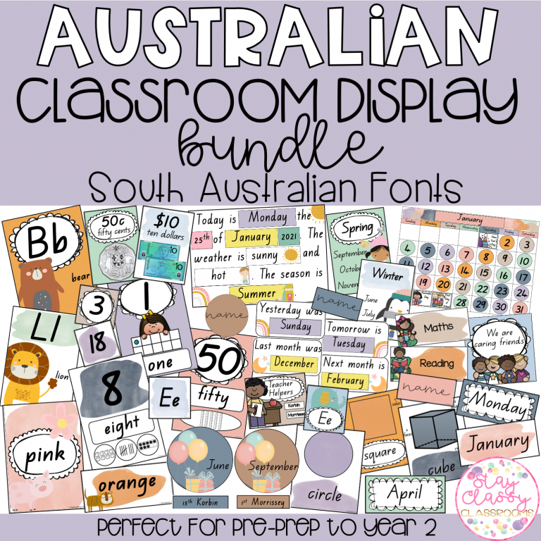 Neutral Australian Classroom Display Bundle - SOUTH AUSTRALIAN FONTS ...