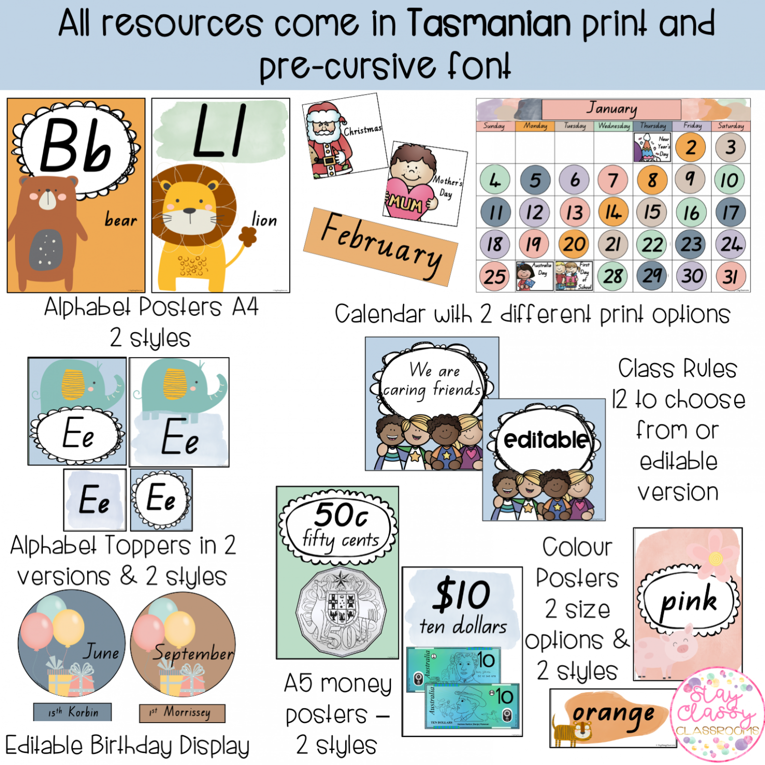 Neutral Australian Classroom Display Bundle - TASMANIAN FONTS - Stay ...