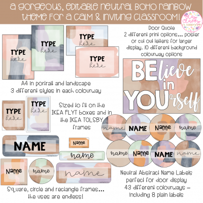 Neutral Abstract Classroom Theme Pack - Stay Classy Classrooms