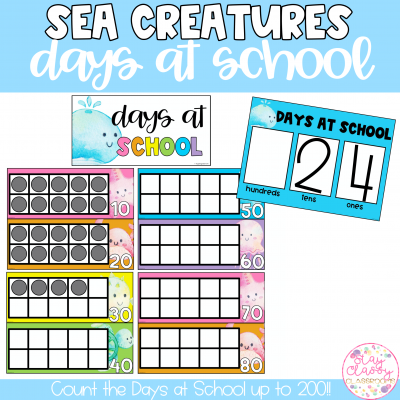 WATERCOLOUR SEA CREATURES Days at School Display | 100 Days of School ...
