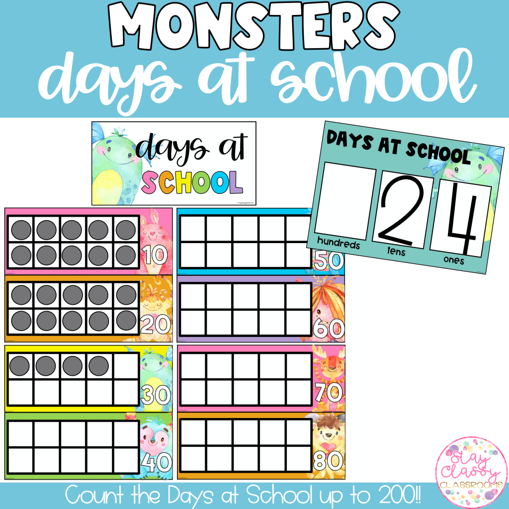 MONSTERS Days at School Display | 100 Days of School - Stay Classy ...