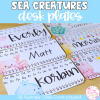 Watercolour Sea Creatures Editable Desk Plates - Stay Classy Classrooms