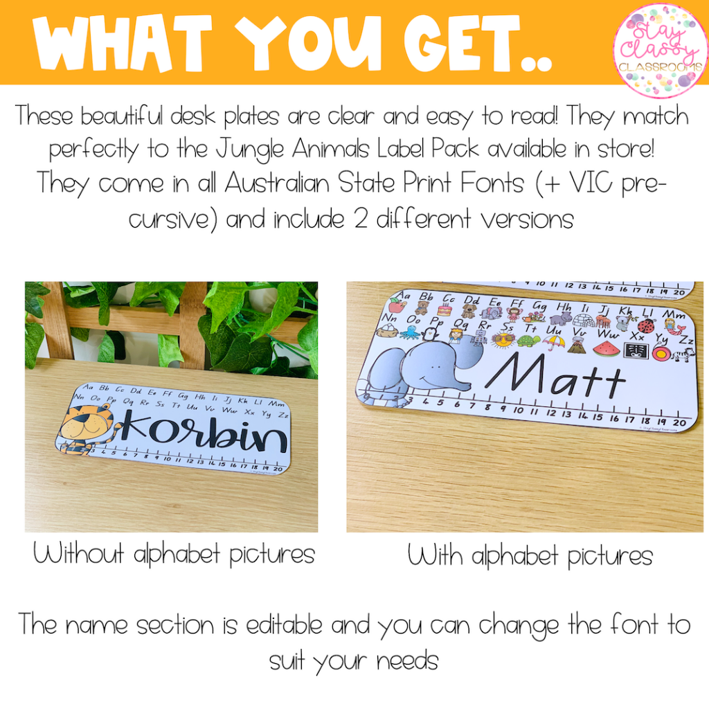 Jungle Animals Editable Desk Plates - Stay Classy Classrooms