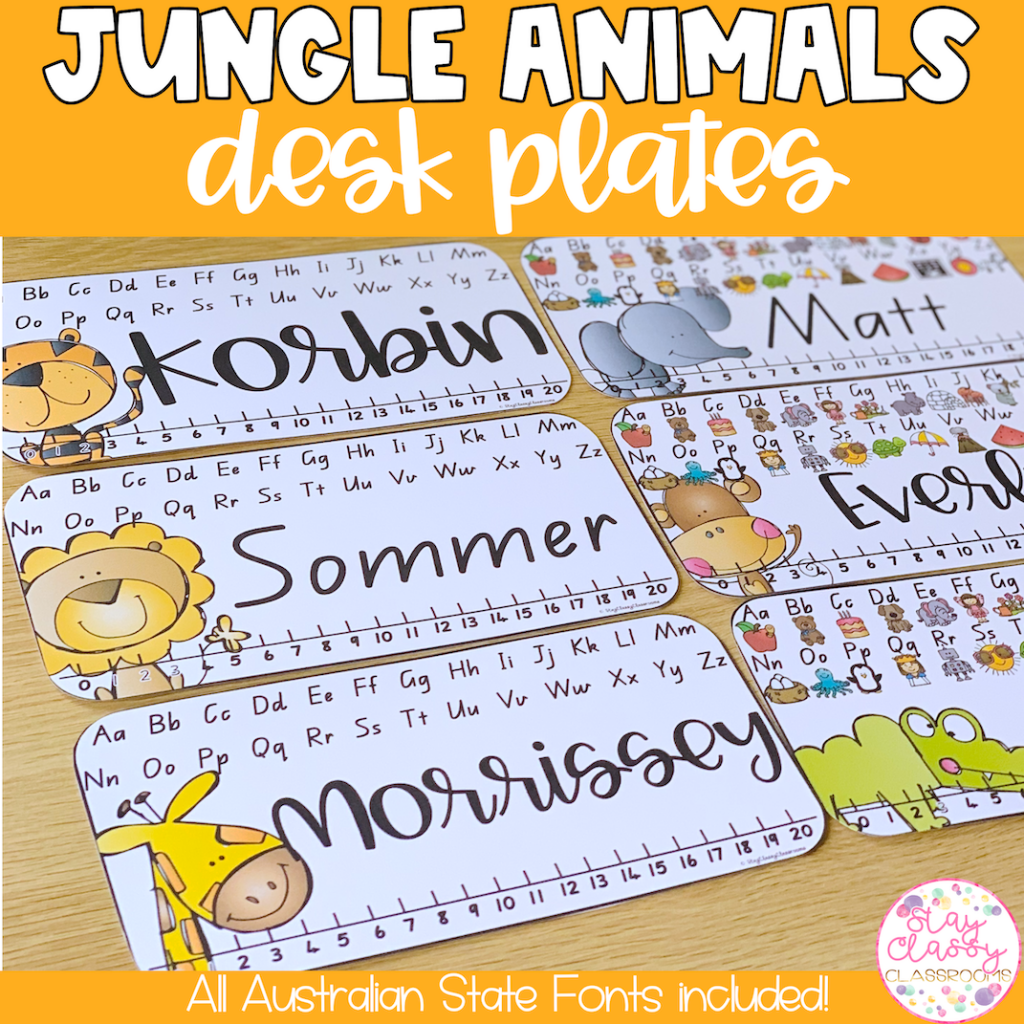 Jungle Animals Editable Desk Plates - Stay Classy Classrooms