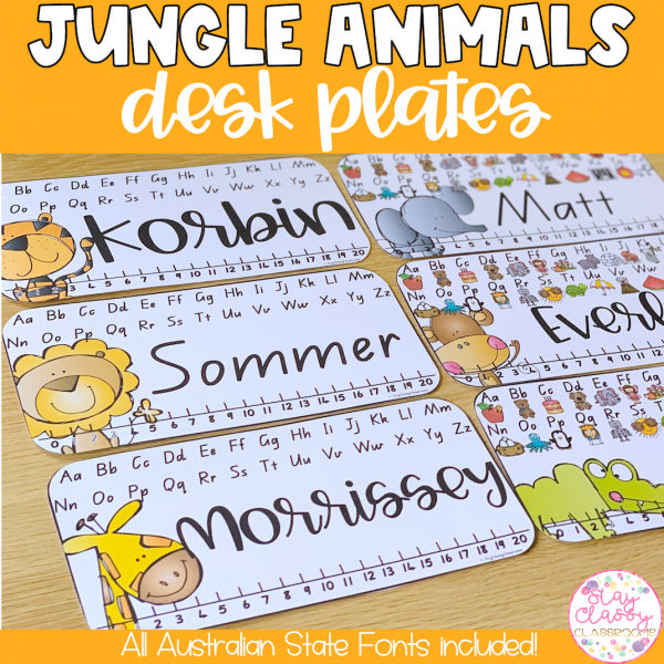 Jungle Animals Editable Desk Plates - Stay Classy Classrooms