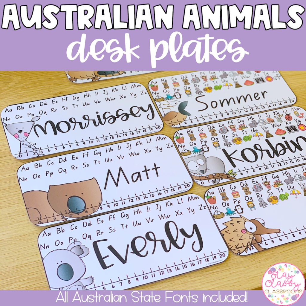 Australian Animals Editable Desk Plates - Stay Classy Classrooms