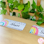 Bright Boho Rainbow Editable Desk Plates - Stay Classy Classrooms