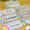 Bright Boho Rainbow Editable Desk Plates - Stay Classy Classrooms