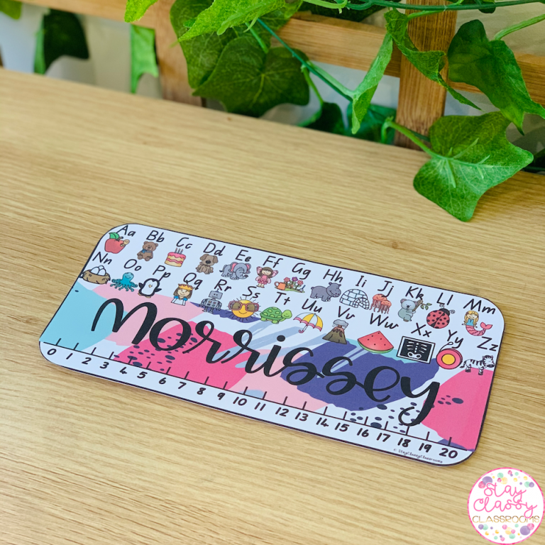 Bright Abstract Editable Desk Plates - Stay Classy Classrooms