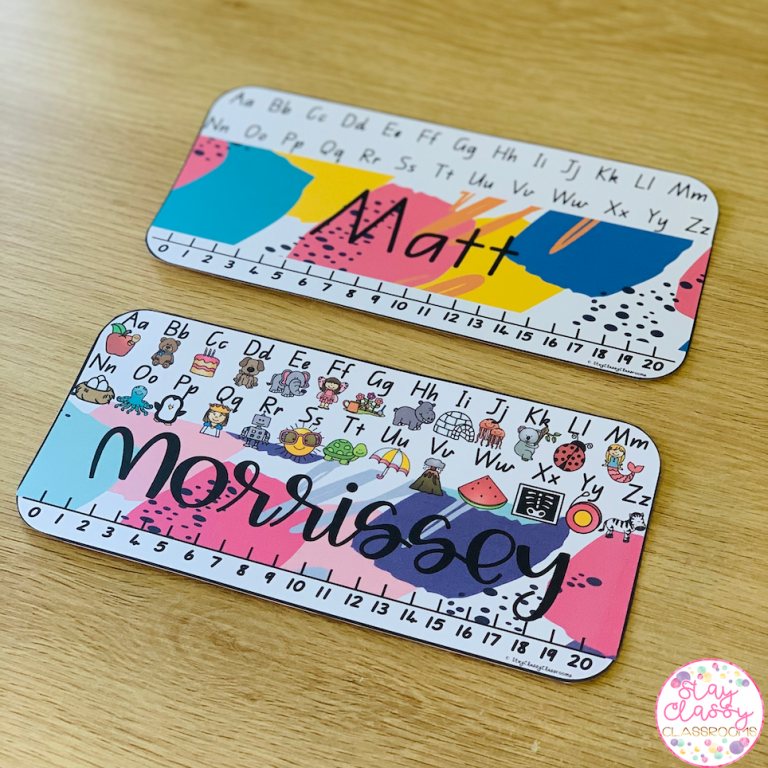 Bright Abstract Editable Desk Plates - Stay Classy Classrooms