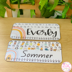 Neutral Boho Rainbow Editable Desk Plates - Stay Classy Classrooms