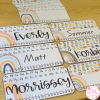 Neutral Boho Rainbow Editable Desk Plates - Stay Classy Classrooms