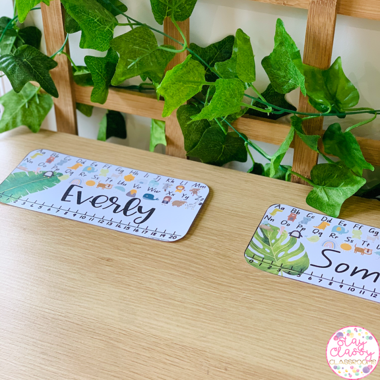 Tropical Leaves Editable Desk Plates - Stay Classy Classrooms