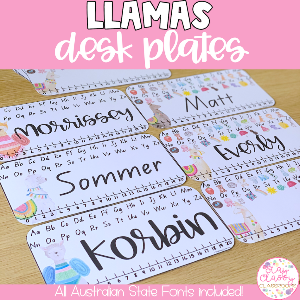 Llamas Editable Desk Plates - Stay Classy Classrooms