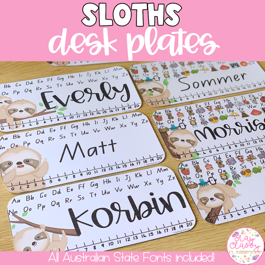 Sloths Editable Desk Plates - Stay Classy Classrooms