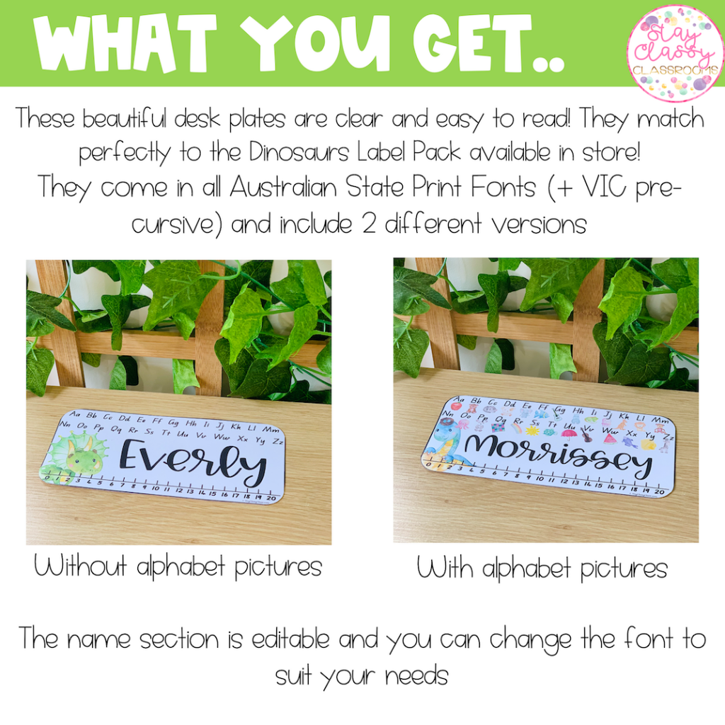 Dinosaurs Editable Desk Plates - Stay Classy Classrooms
