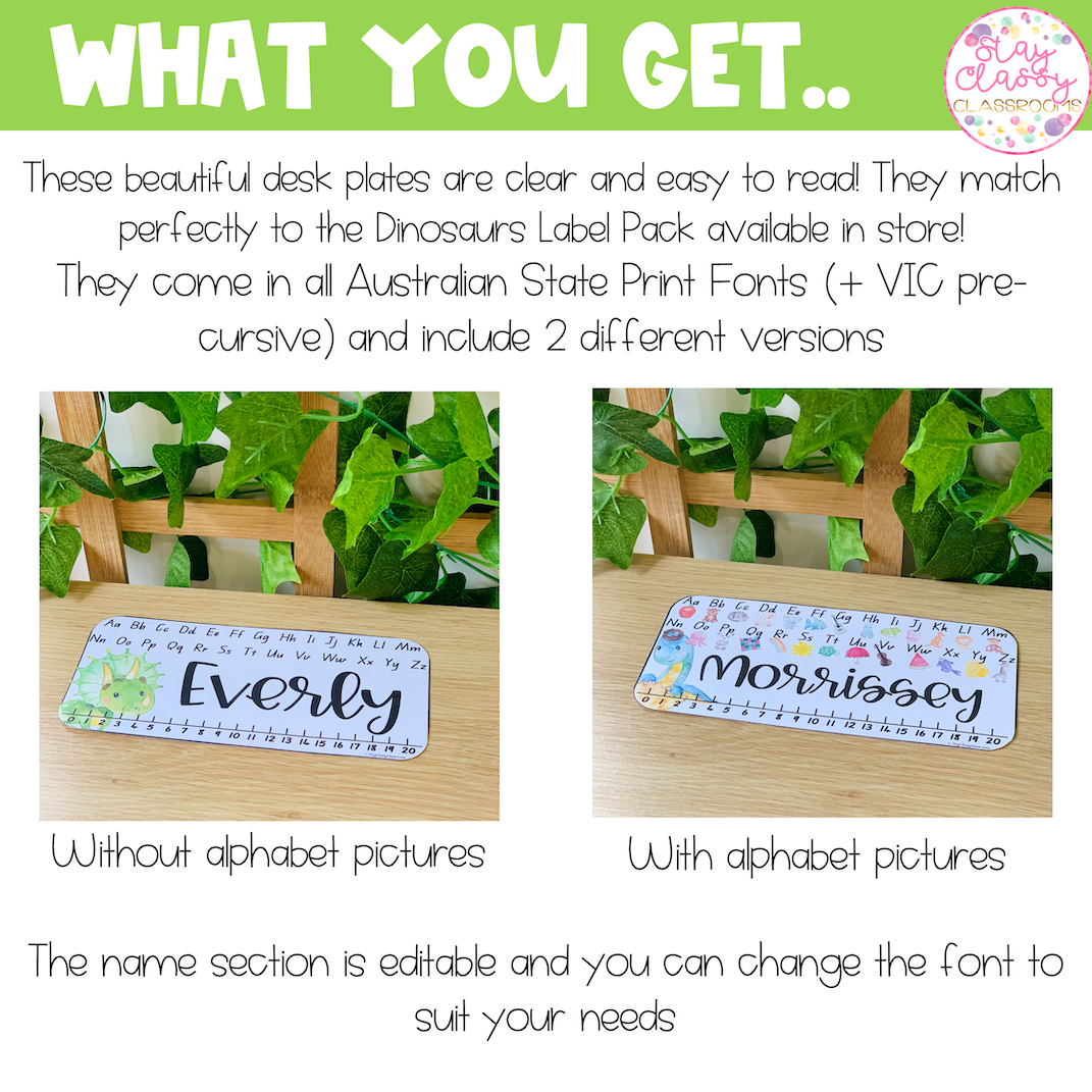 Dinosaurs Editable Desk Plates - Stay Classy Classrooms