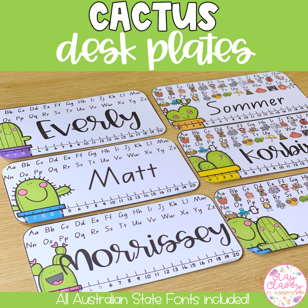 Cactus Editable Desk Plates - Stay Classy Classrooms