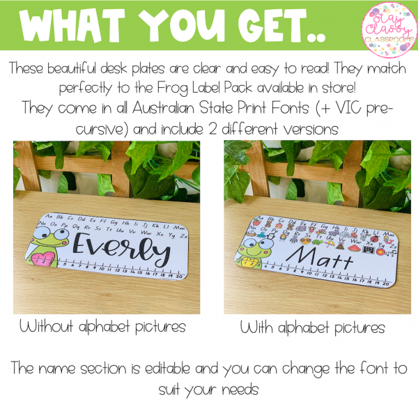 Frogs Editable Desk Plates - Stay Classy Classrooms