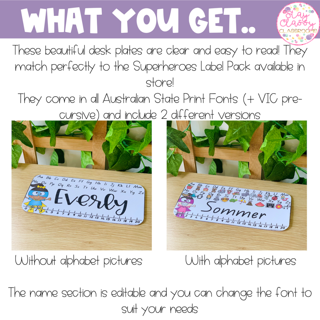 Superhero Editable Desk Plates - Stay Classy Classrooms
