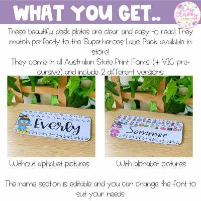 Superhero Editable Desk Plates - Stay Classy Classrooms