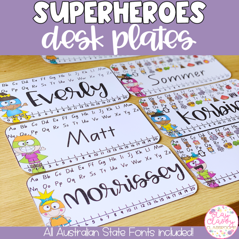 Superhero Editable Desk Plates - Stay Classy Classrooms