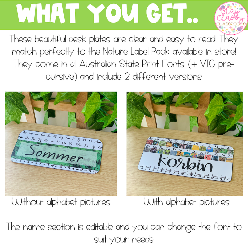 Nature Editable Desk Plates - Stay Classy Classrooms