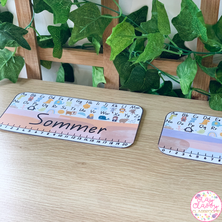 Neutral Abstract Editable Desk Plates - Stay Classy Classrooms