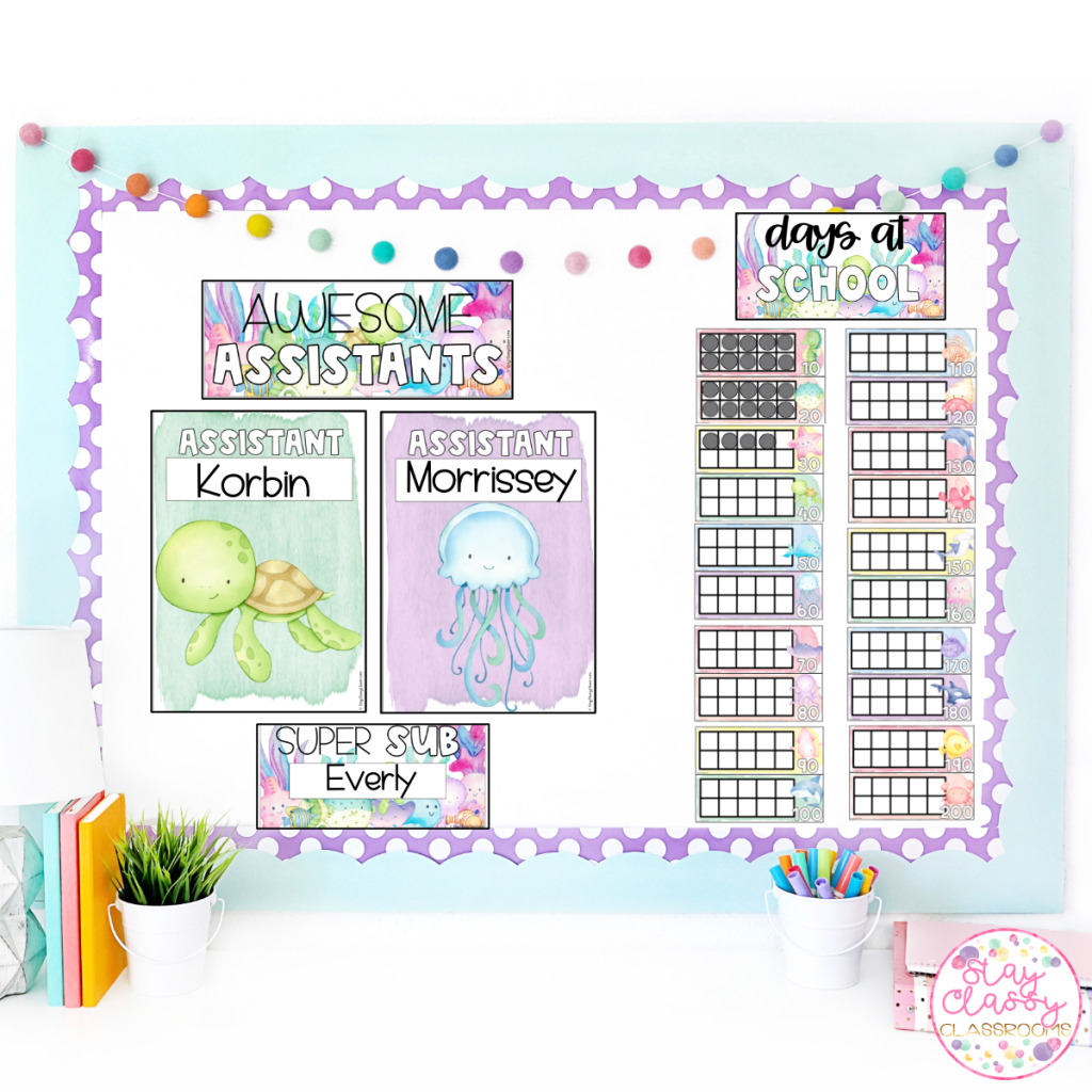 Awesome Assistants | WATERCOLOUR SEA CREATURES | Classroom Jobs Helpers ...