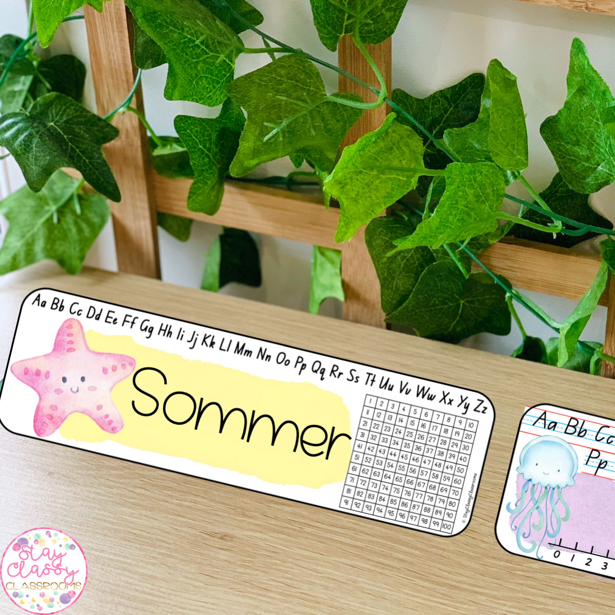 Watercolour Sea Creatures Editable Desk Plates - Stay Classy Classrooms